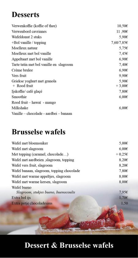 Menukaart – Ferme de Cavrinnes